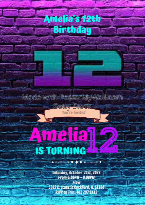 Glow 12th girl birthday | PosterMyWall