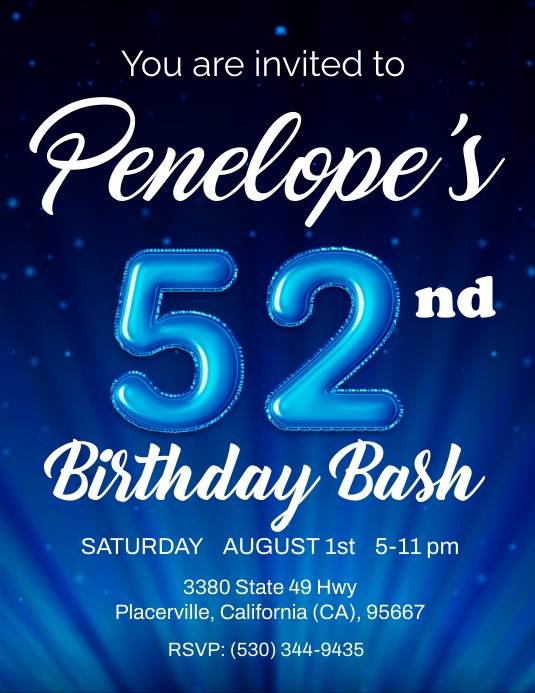 52nd birthday Template | PosterMyWall