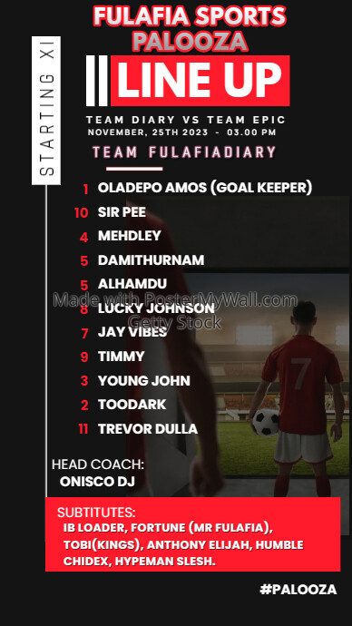 Copy of Starting Line Up Black & Red Template | PosterMyWall