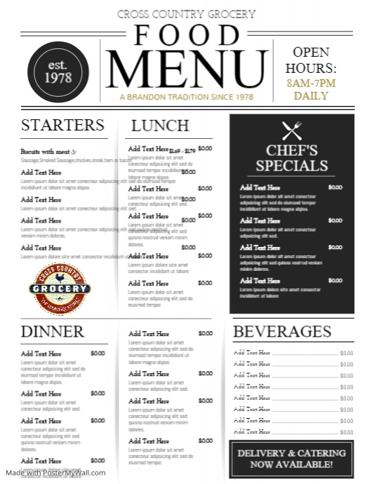 Copy of Copy of Menu | PosterMyWall