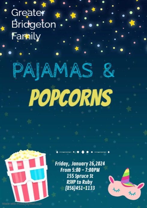 Popcorns and pajama birthday card | PosterMyWall