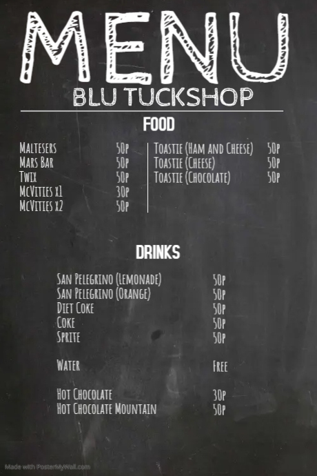 Copy of Copy of Tuckshop Menu | PosterMyWall