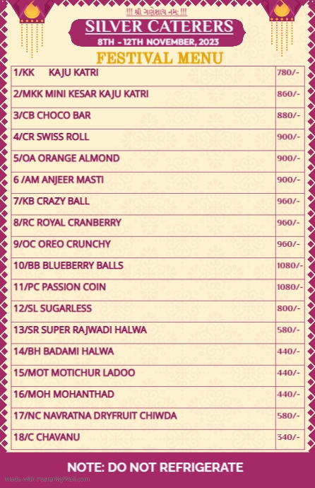 Diwali Menu Card Template (1) | PosterMyWall