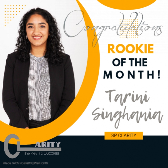 Tarini Rookie of the Month | PosterMyWall