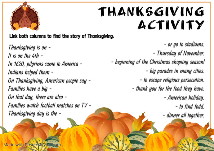 Thanksgiving activity | PosterMyWall