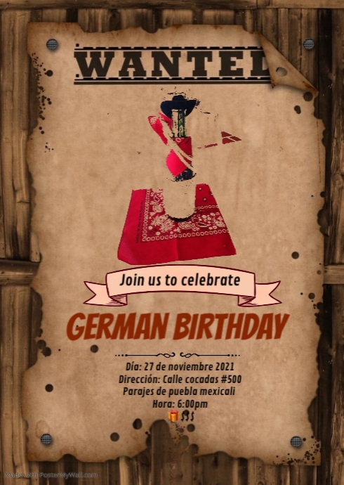 Copia de Wanted rodeo birthday invitation | PosterMyWall