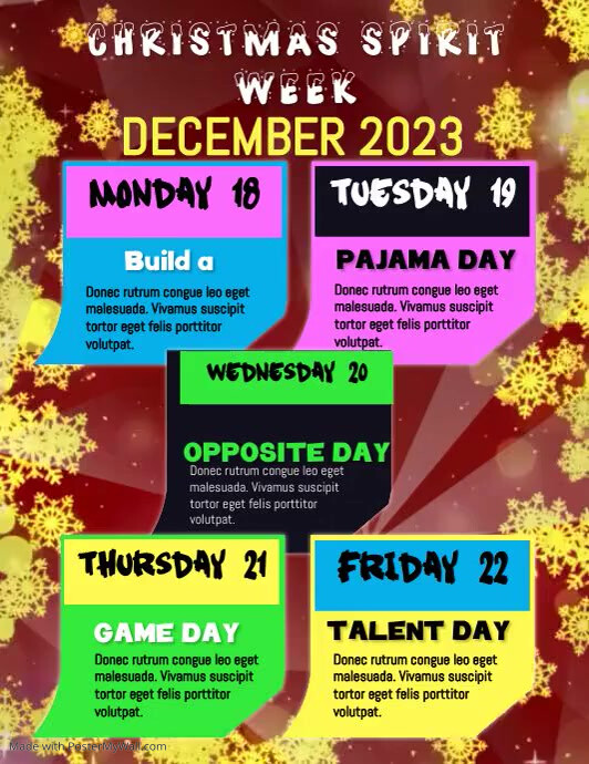 CHRISTMAS Spirit Week, XMAS | PosterMyWall