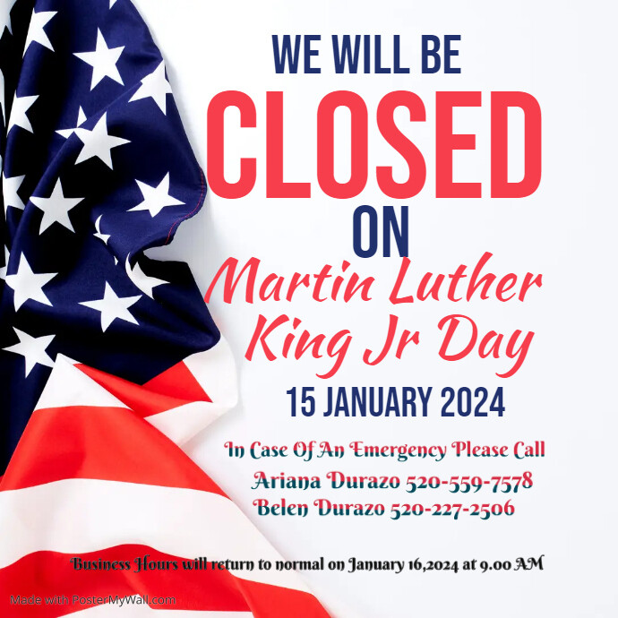 Closed On Martin Luther King Jr Day | PosterMyWall