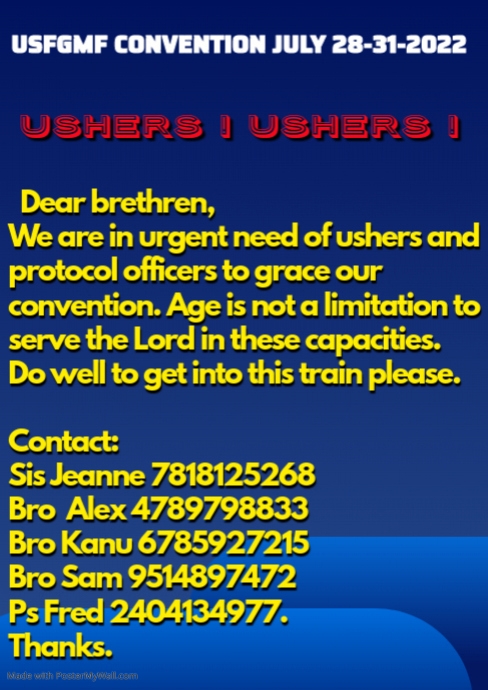 Copy of USHERS | PosterMyWall