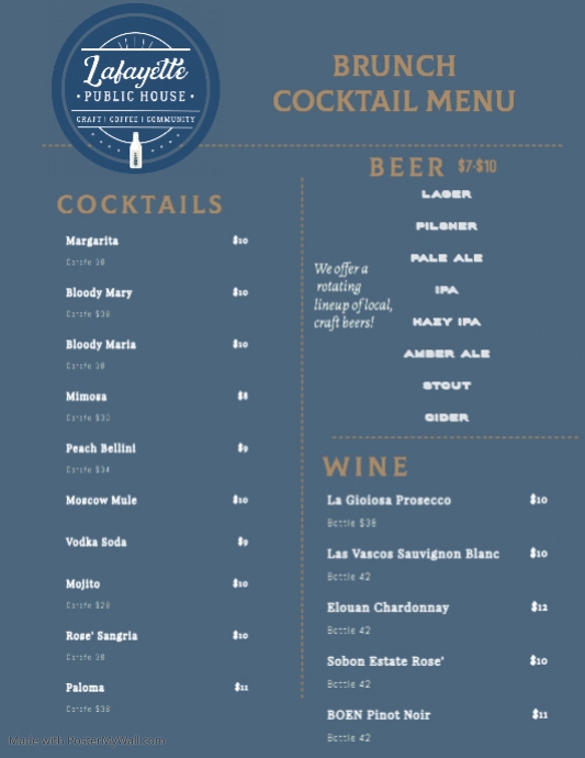Copy of Minimal Cocktail Menu Template | PosterMyWall
