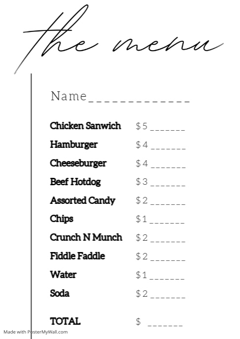 Copy of the menu | PosterMyWall