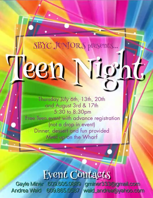 Copy of SBYC Junior Teen Night | PosterMyWall