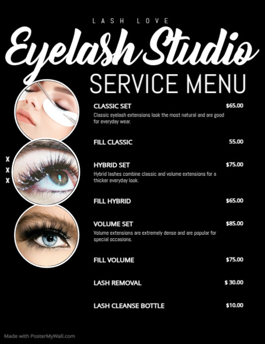Eyelash Studio Service Menu Poster | PosterMyWall