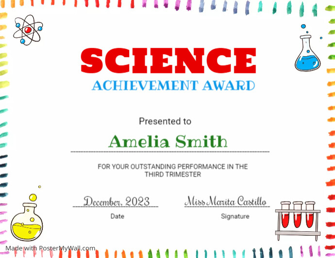 Copy of Editable Science Certificate | PosterMyWall