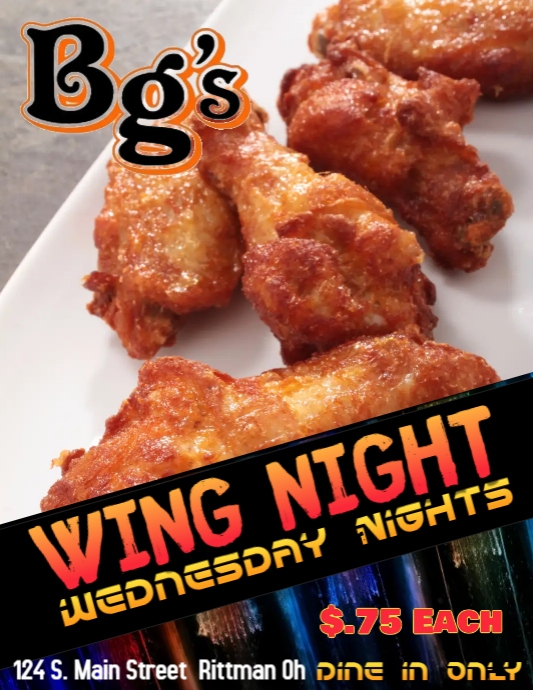 Copy of Restaurant Pub Bar Wing Special Night Flyer | PosterMyWall