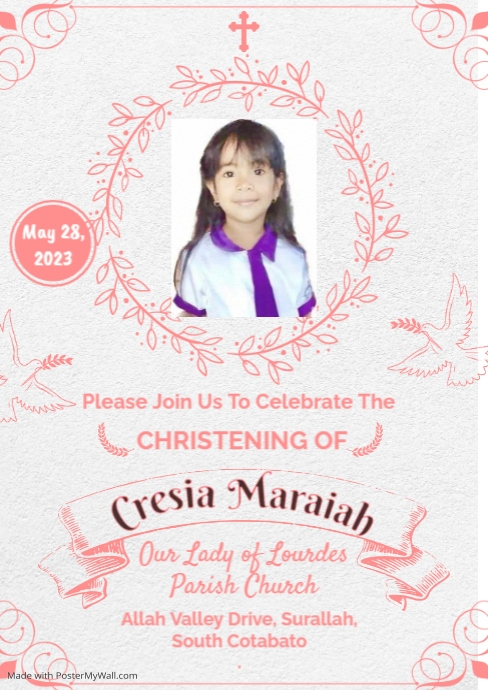Pink Christening | PosterMyWall