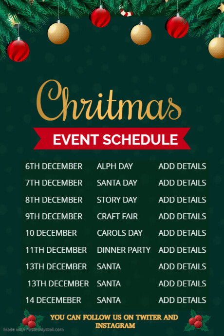 Christmas event schedule (1) | PosterMyWall
