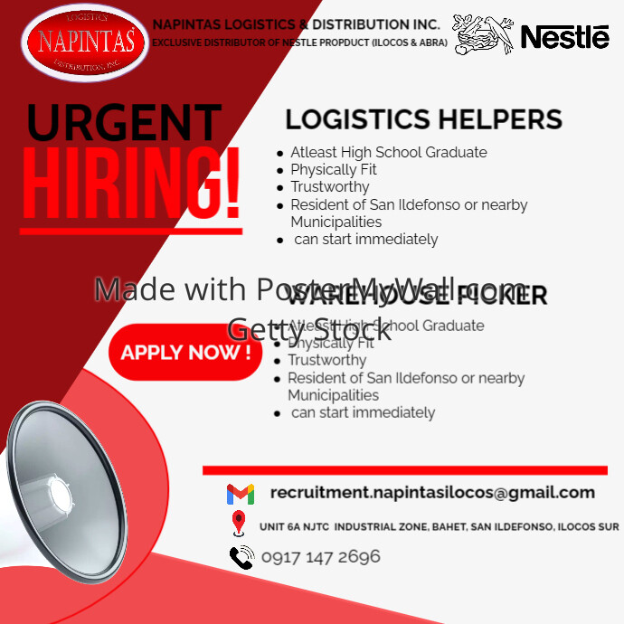 minimal hiring red and white hiring instagram (2) | PosterMyWall