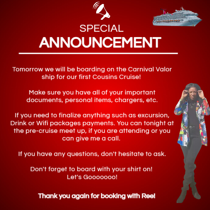 Announcement for bday cruise | PosterMyWall