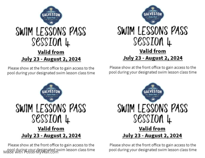 swim lessons pass summer 2023 session 4 | PosterMyWall