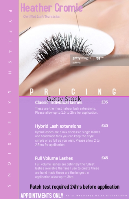 Copy of Modern Eye Lash Extension Pricing Menu | PosterMyWall