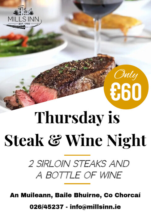Thursday steak night flyer advertisement | PosterMyWall