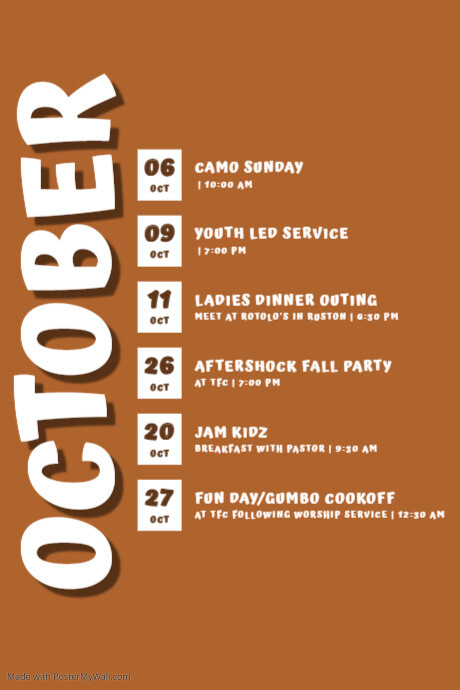 October School Schedule Calendar Template | PosterMyWall