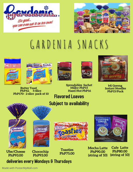 Copy of Gardenia Snacks | PosterMyWall
