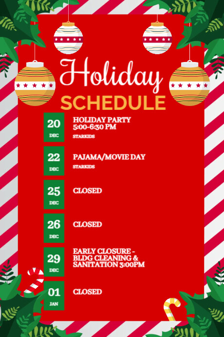 Christmas schedule | PosterMyWall