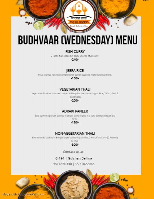 Copy of Copy of Indian Menu | PosterMyWall