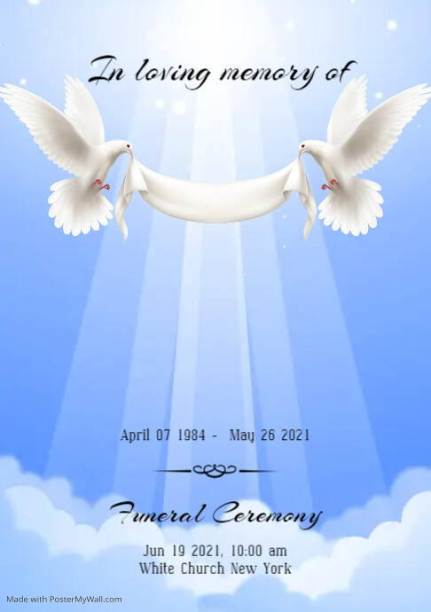 Heavenly Sky & Dove Funeral Program | PosterMyWall