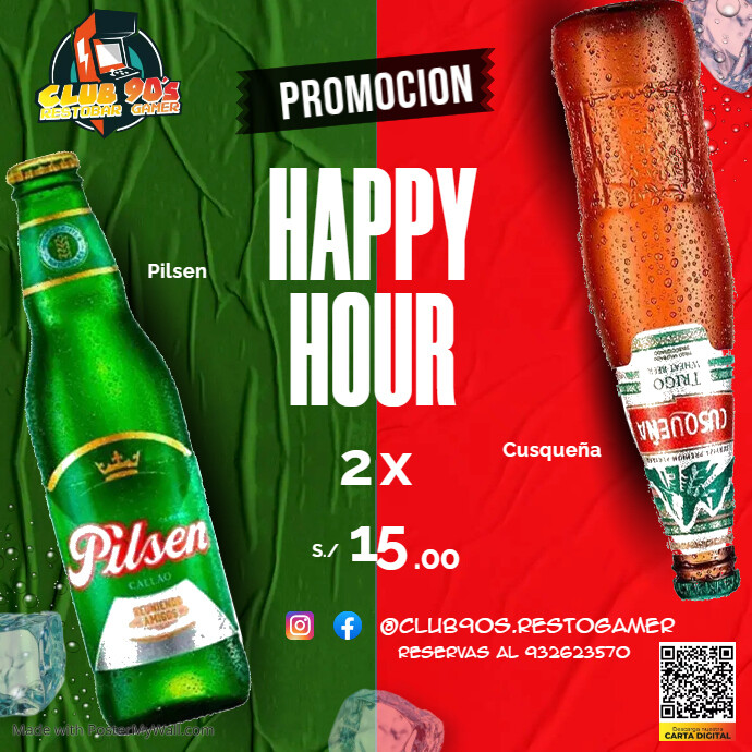 Happy Hour Beer Bar Flyer template | PosterMyWall