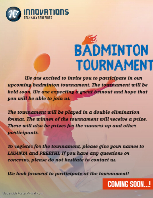 Badminton, badminton tournament,event | PosterMyWall