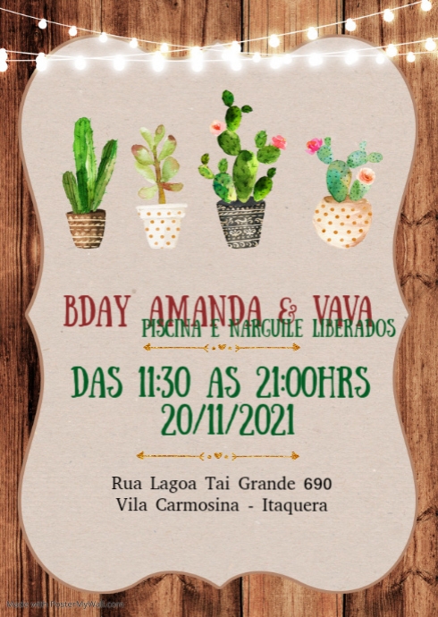Cópia de Cópia de Cactus Fiesta party theme invitation | PosterMyWall