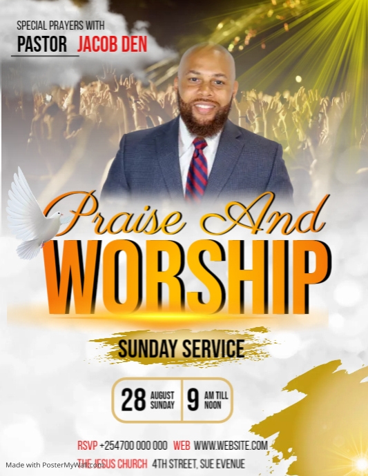 Praise and worship Sunday service poster | PosterMyWall