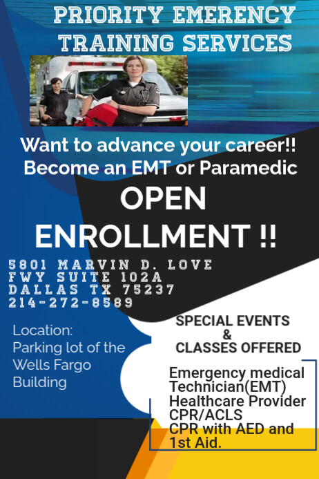 Blue Emergency Medical Services Poster Templa | PosterMyWall