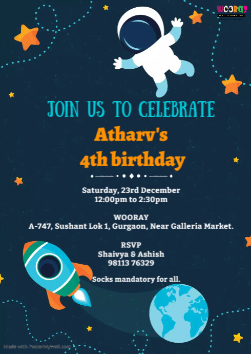 Space birthday party invitation | PosterMyWall