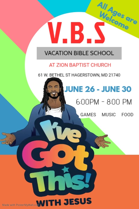 Colorful Vacation Bible School Template | PosterMyWall