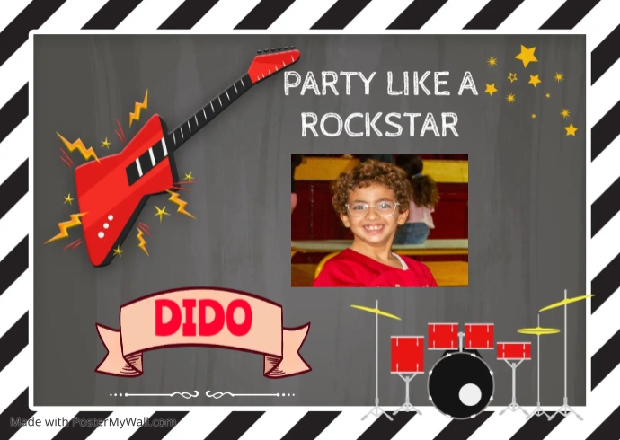 Rock n roll birthday theme party invitation | PosterMyWall