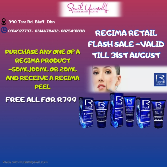 Copy of SYSA Regima PURCHASE ANY ONE OF A REGIMA PRODUCT | PosterMyWall