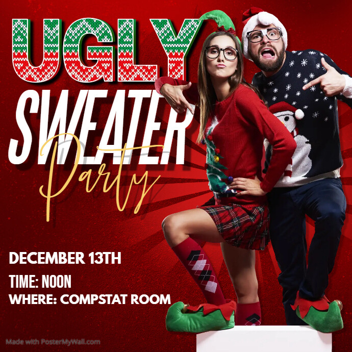 christmas party, christmas ugly sweater party | PosterMyWall
