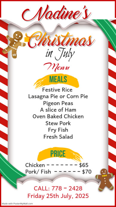 Christmas in July, Menu | PosterMyWall