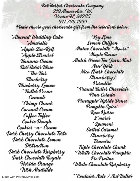 Christmas cheesecake MENU template (1) | PosterMyWall