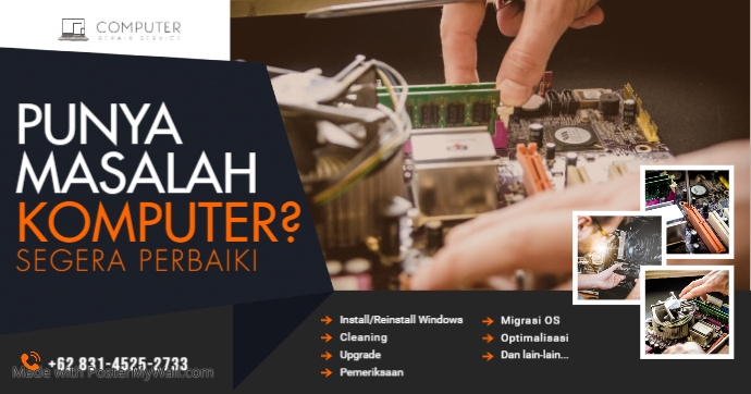 Pamflet Cover Service Komputer | PosterMyWall