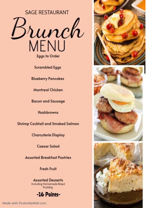 Brunch Menu Template Flyer | PosterMyWall