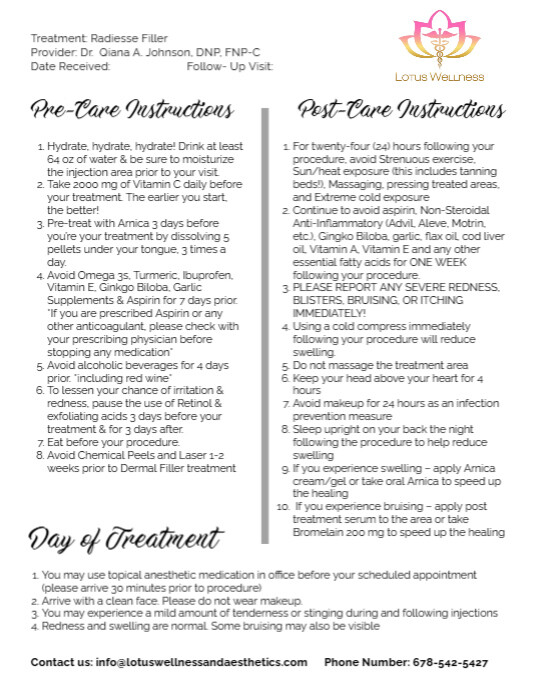 Copy of RADIESSE FILLER INSTRUCTIONS (1) | PosterMyWall