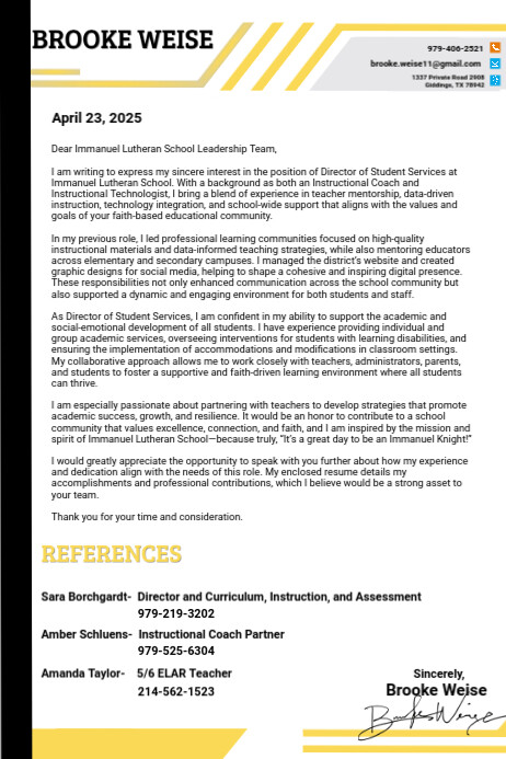 Brooke Weise- Bryan Letter | PosterMyWall