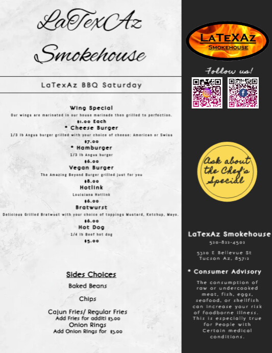 Saturday menu | PosterMyWall