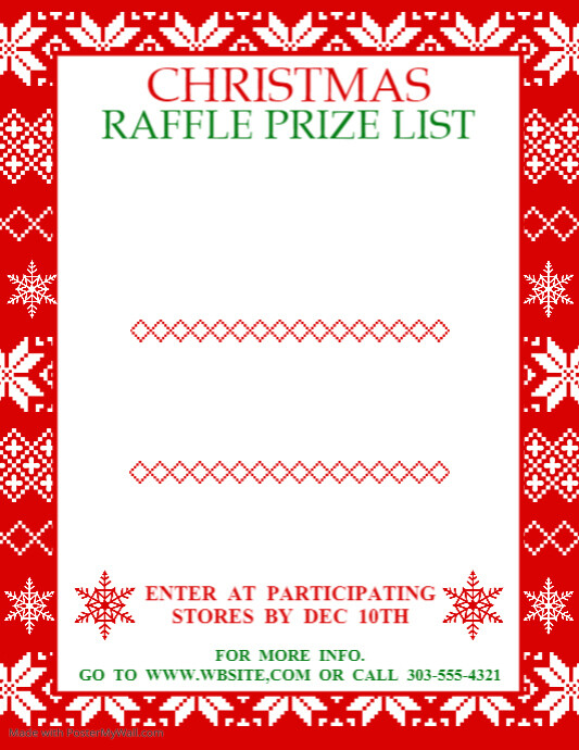 Christmas Raffle PRIZE LIST | PosterMyWall