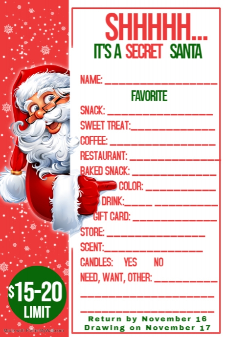Copy of Copy of Secret Santa Poster | PosterMyWall